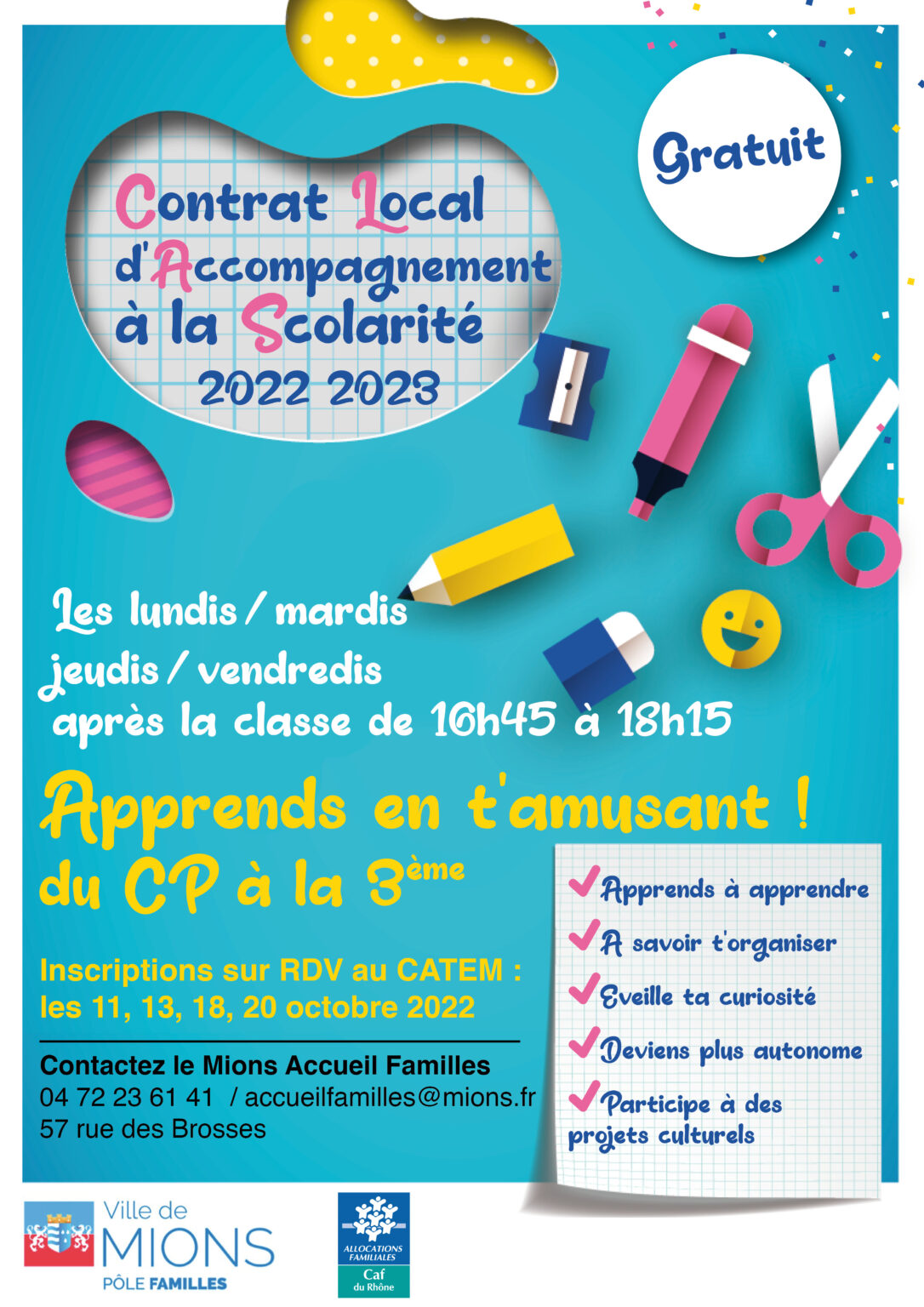 Contrat local d'Accompagnement à la Scolarité - Ville de Mions