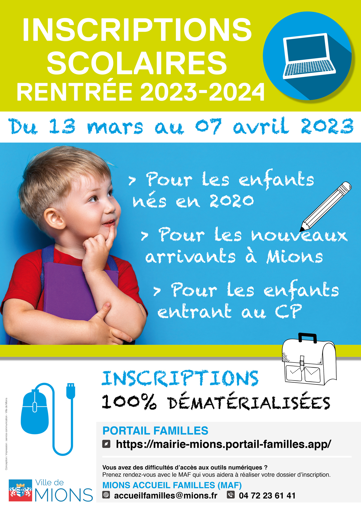inscriptions scolaires 2023 2024 - Ville de Mions