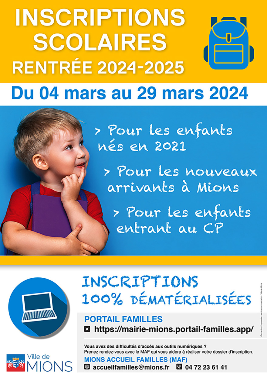 inscriptions scolaires 2024 2025 - Ville de Mions